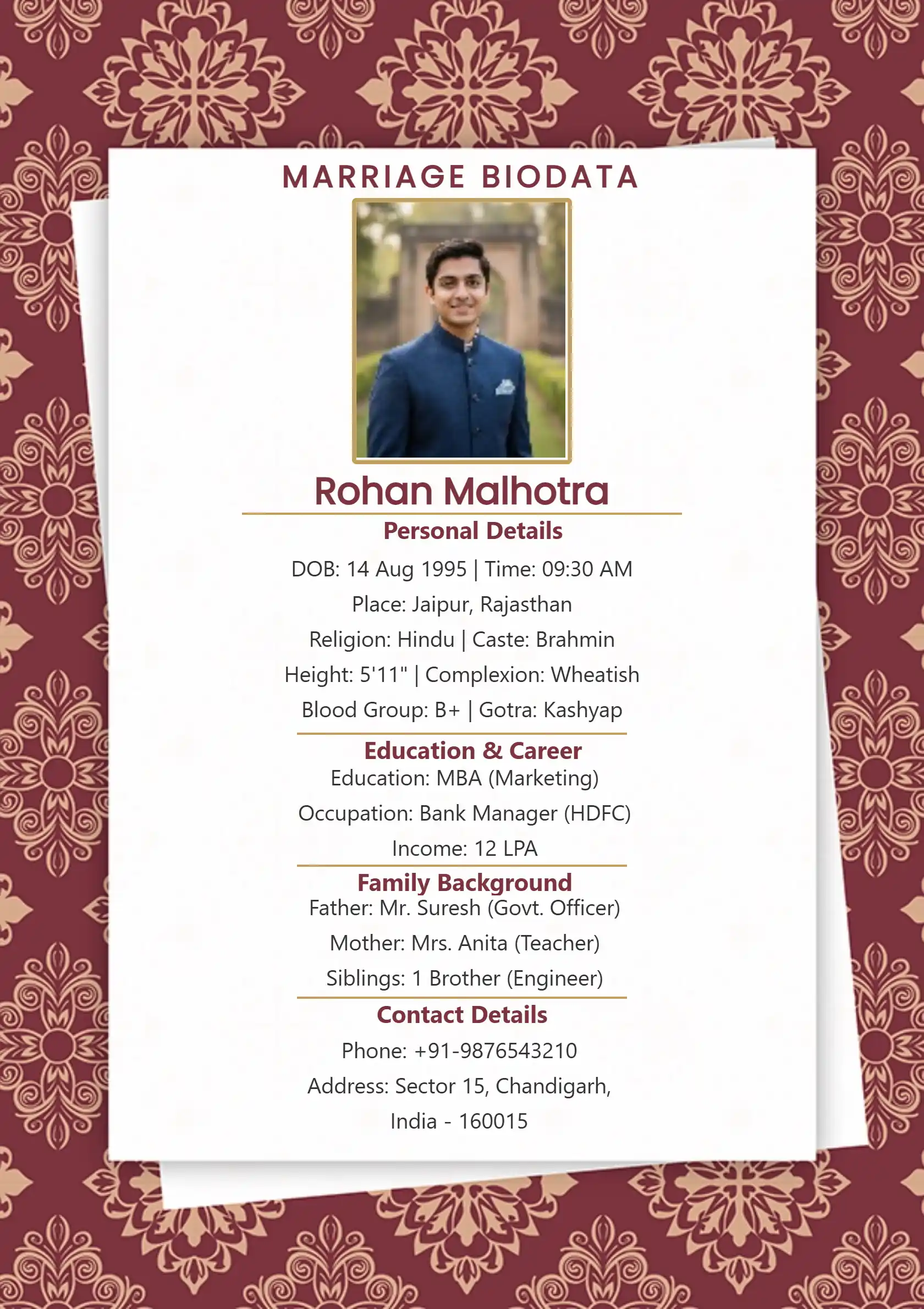 Free Marriage Biodata Maker Online | #1 Shaadi Biodata Format (शादी ...